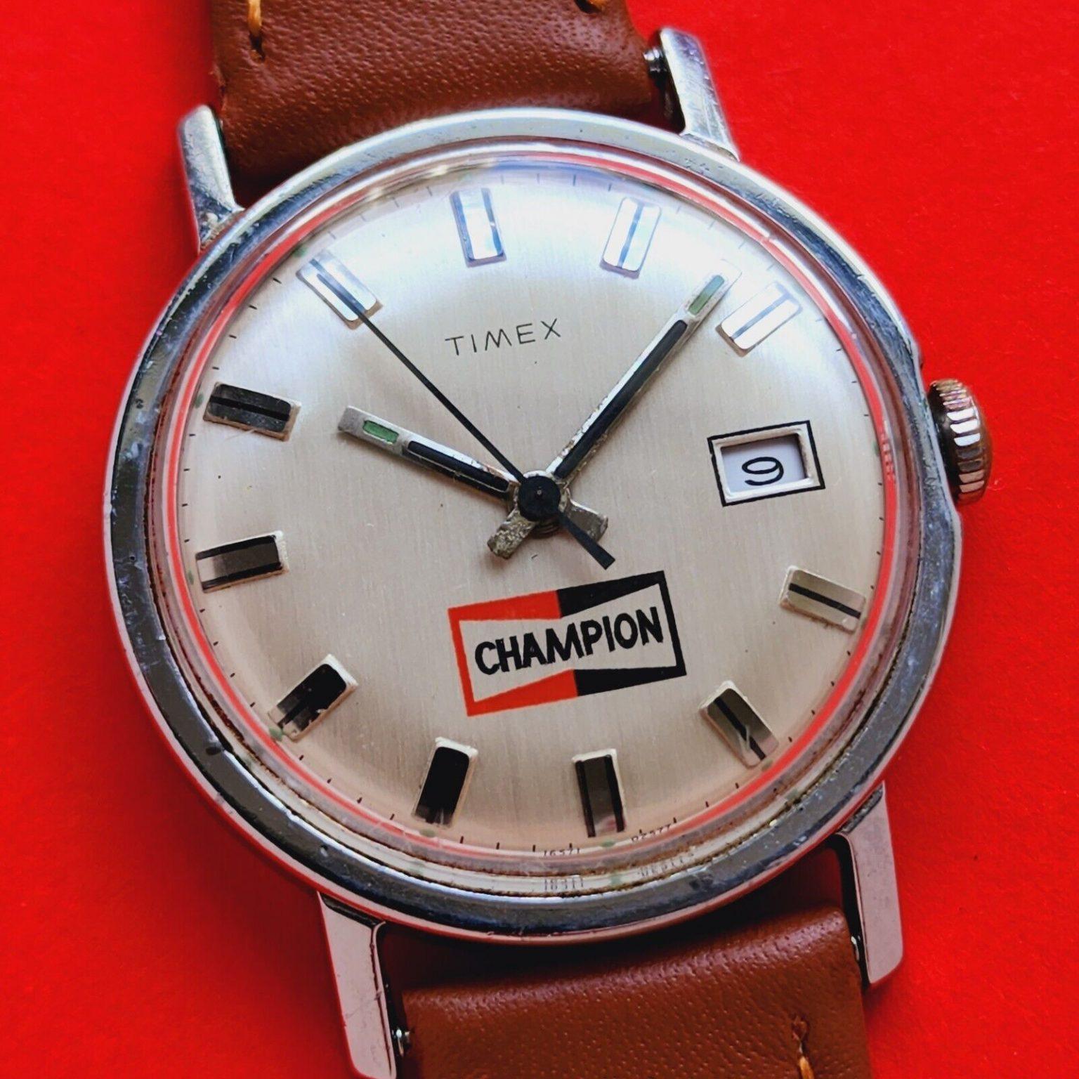 Timex Champion Spark Plugs Viscount Day Date Watch 47970 10978 [1978 ...
