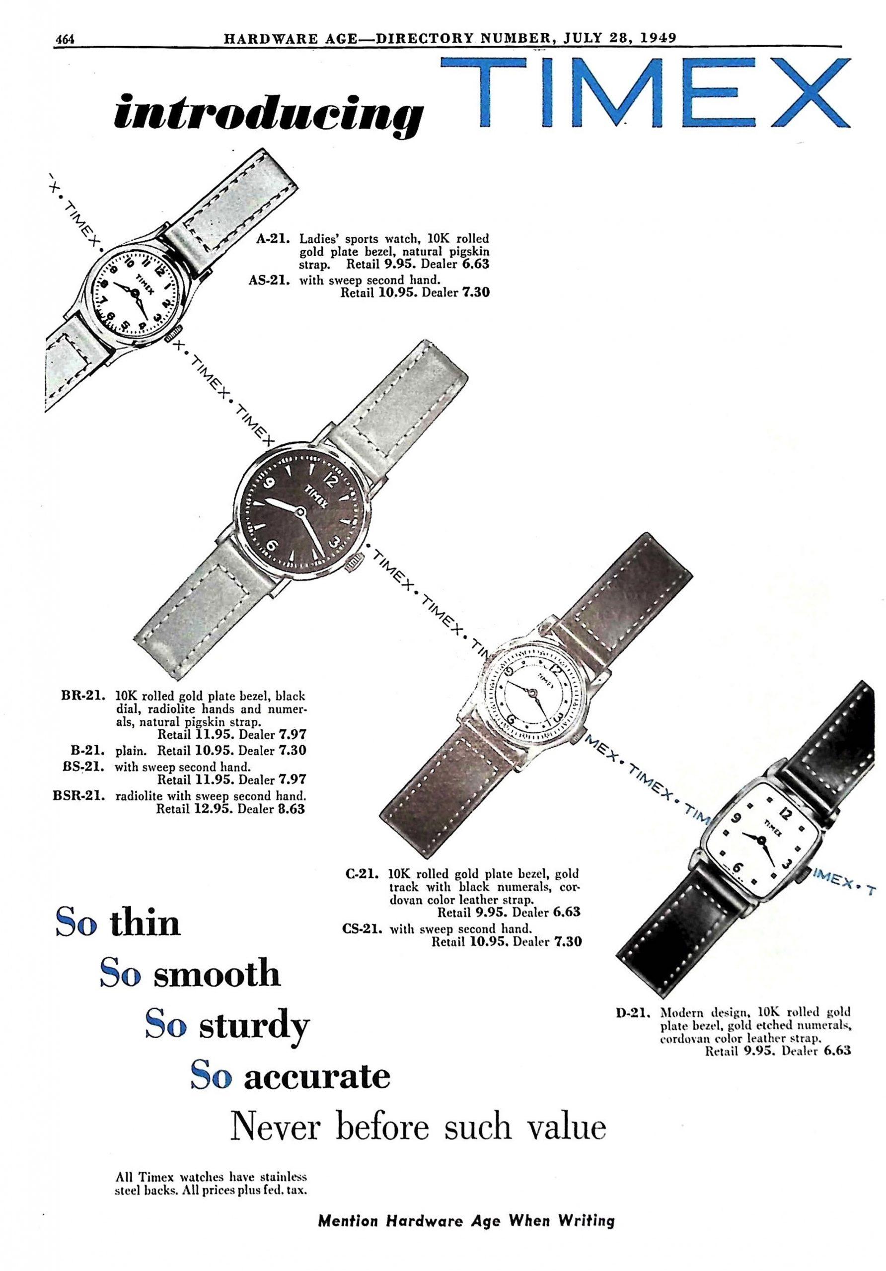1949 Timex Ads, Brochures and Catalogs | Vintage Timex Watches